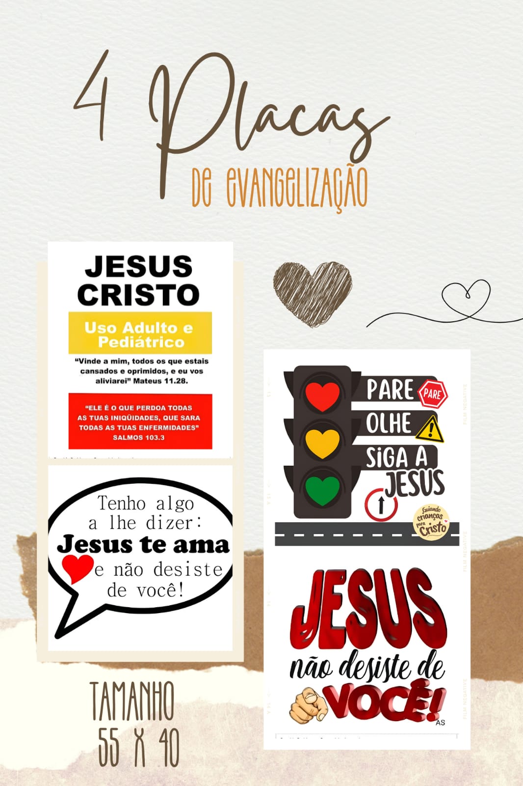 04 PLACAS PARA EVANGELISMO - LEVE A MENSAGEM DE FÉ! - ELIZANEIDE FI...