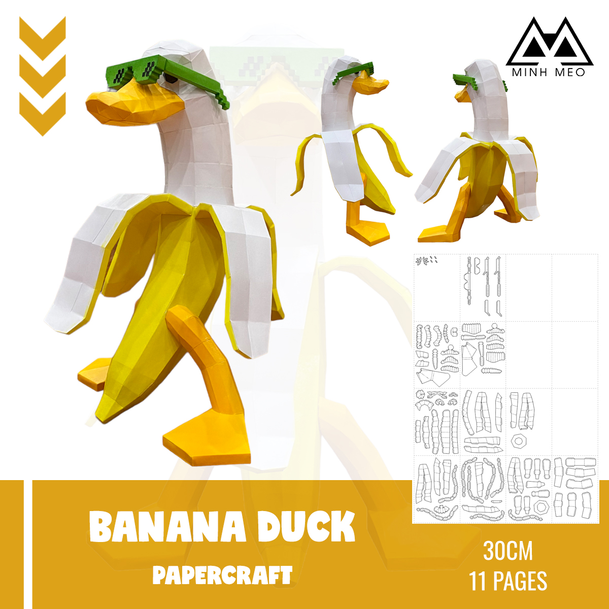 Banana Duck papercraft 3D, Banana Duck Low Poly, 3D Origami, Paper ...