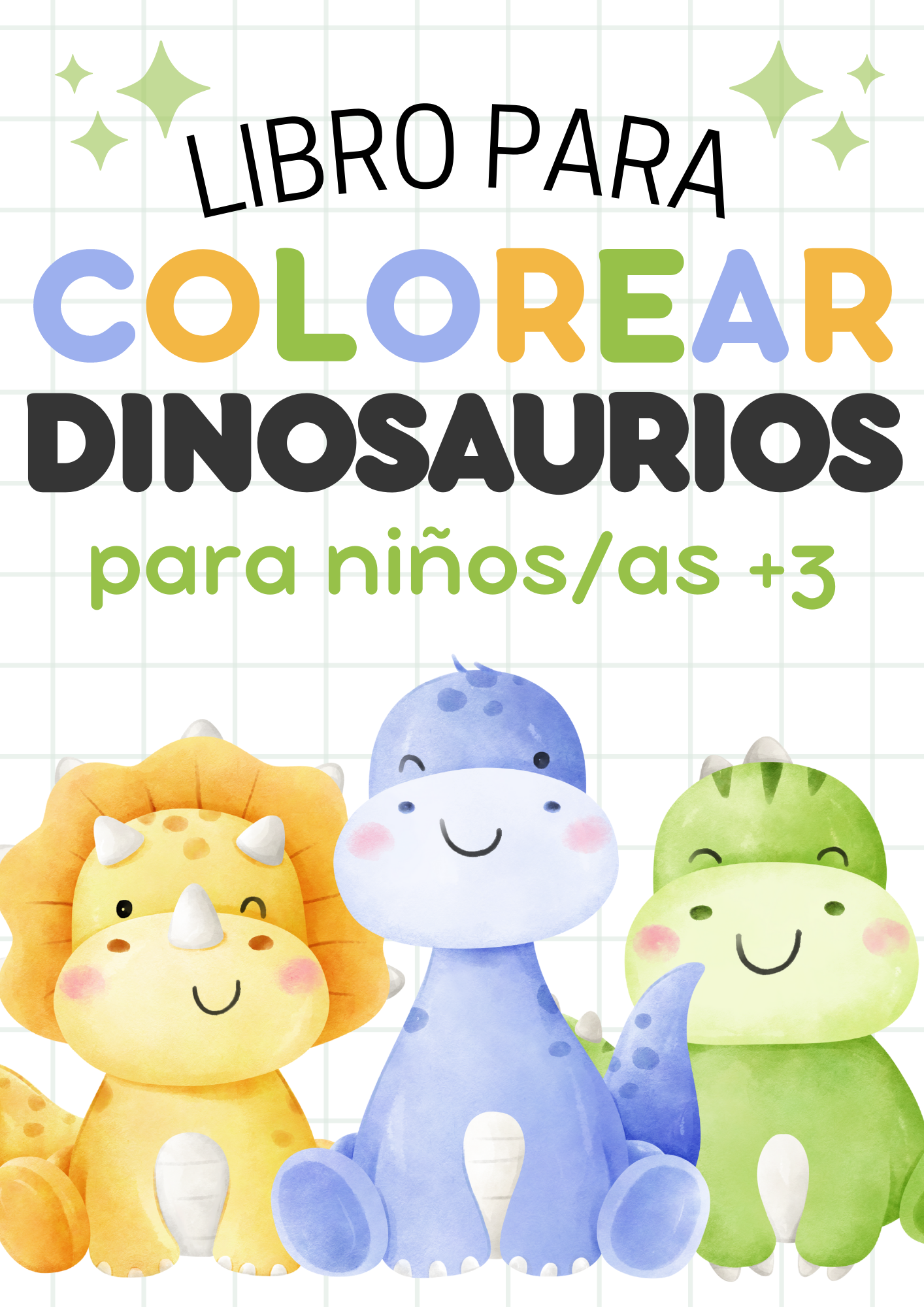 Libro De Dinosaurios Para Colorear Para Peques +3 - Piques de Madre...