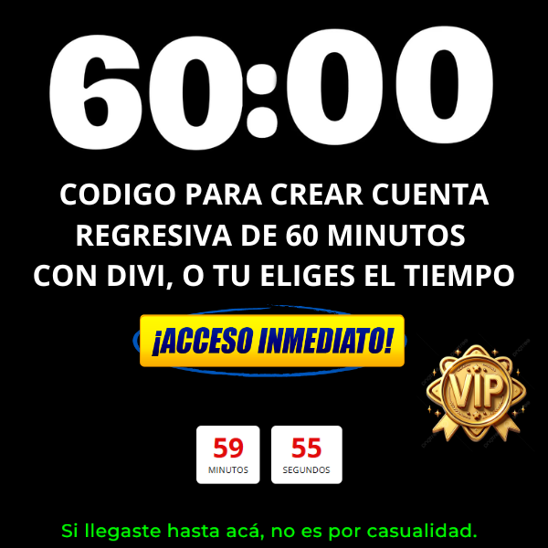 CÓDIGO PARA CREAR UNA CUENTA REGRESIVA DE 60 MINUTOS PARA DIVI WORP...