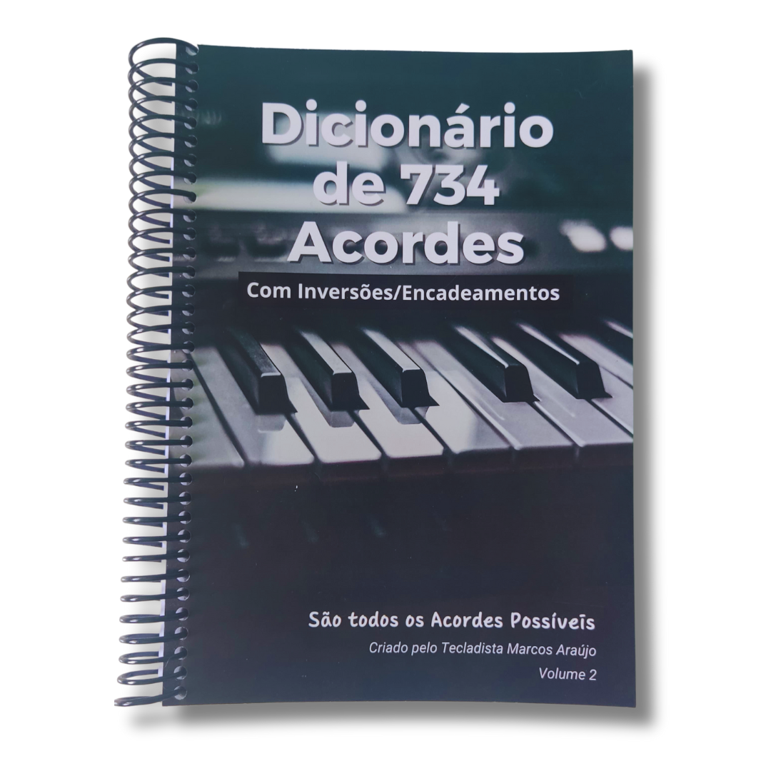 Livro Impresso Dicionário 734 Acordes Para Teclado Piano Órgão