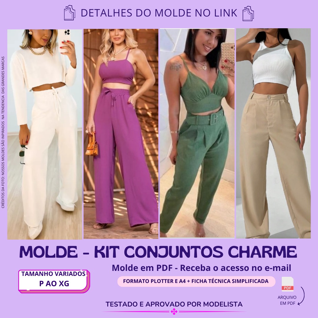 MOLDE KIT CONJUNTO CHARME - Bora costurar | Hotmart