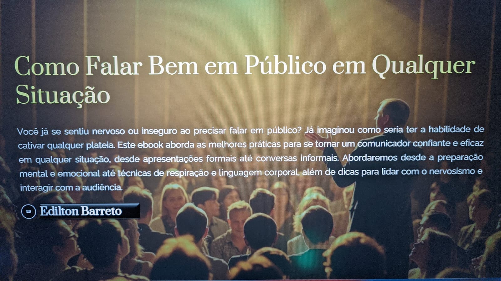 Como Falar Bem em Público em Qualquer Situação - Edilton da silva B...