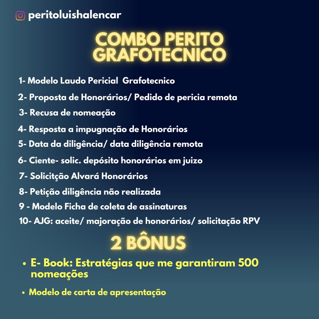 Combo Perito Judicial Grafotécnico - Luis Henrique Alencar dos Sant...