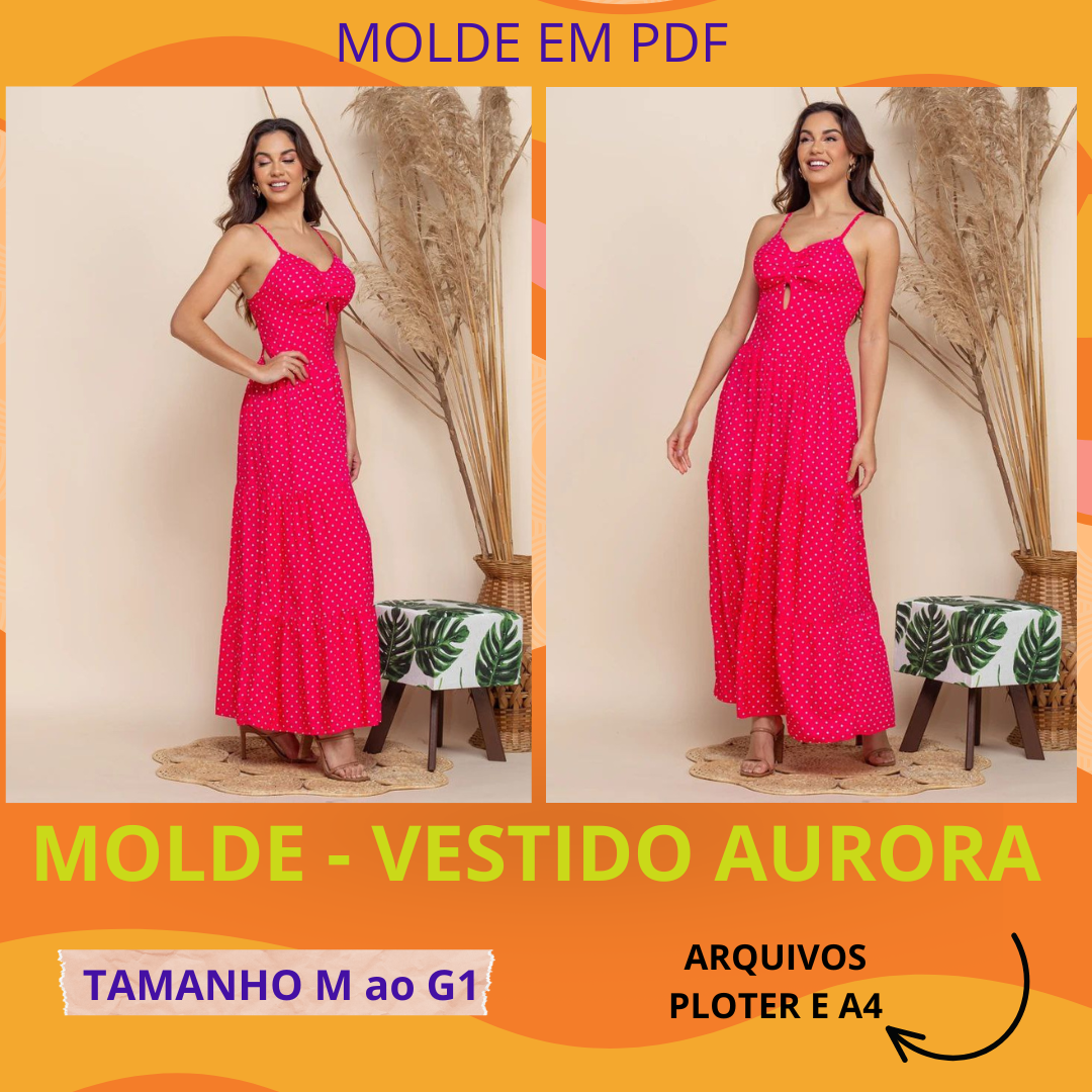 MOLDE VESTIDO AURORA - Bora costurar | Hotmart