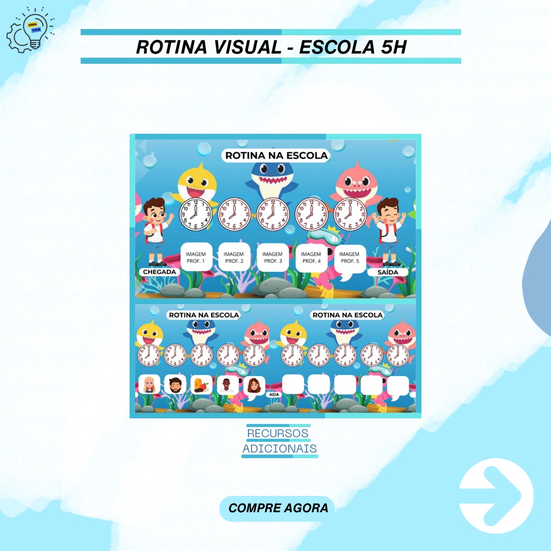 ROTINA VISUAL - ESCOLA 5 HORAS - BABY SHARK - CRIATIVA APOIOS VISUA...