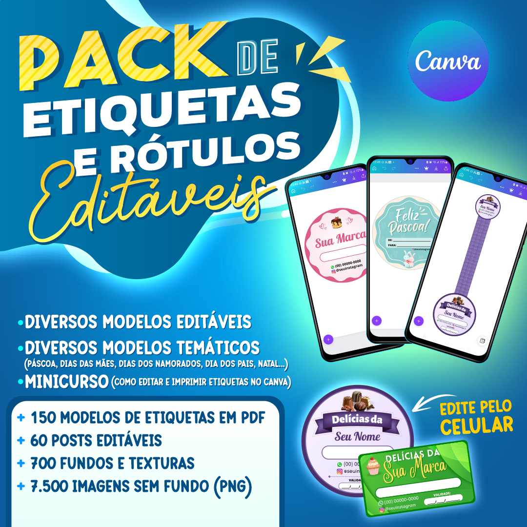 PACK DE ETIQUETAS E RÓTULOS EDITÁVEIS NO CANVA - Ricardo Laet Ramos...