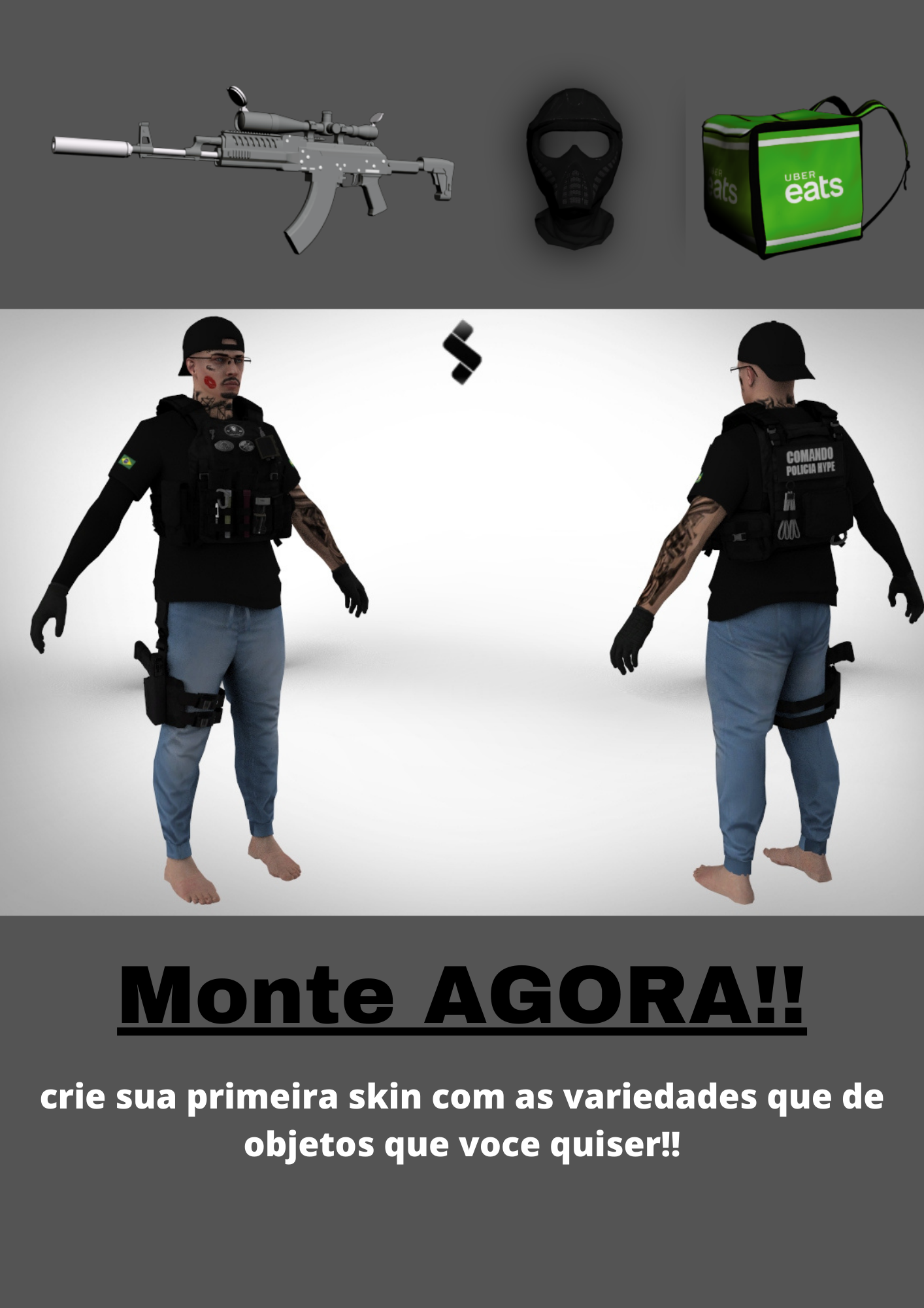 Conjunto de Modelos 3D para Montagem de Skins de Jogos - Samuel Roc...