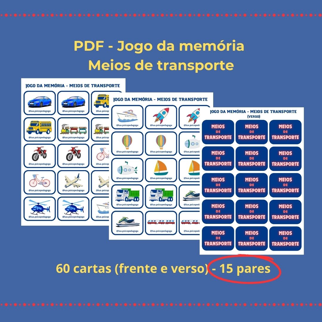 Jogo da memória - Meios de transporte (PDF) - Luana Fernandes de Mo...