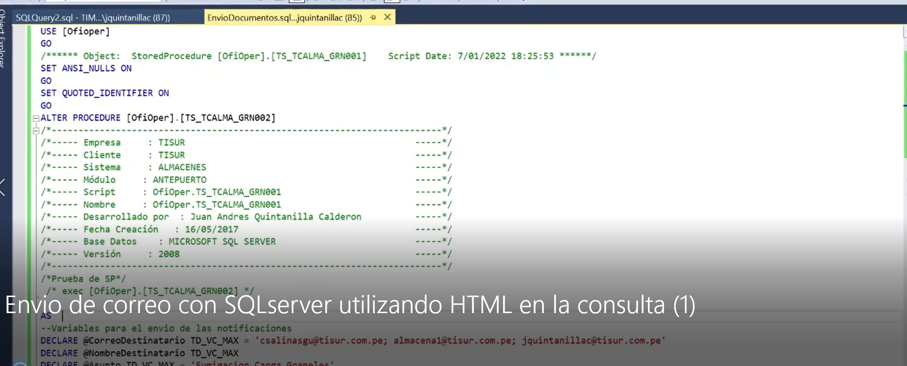 Envio de correo con SQL server - Juan Quintanilla Calderon | Hotmart