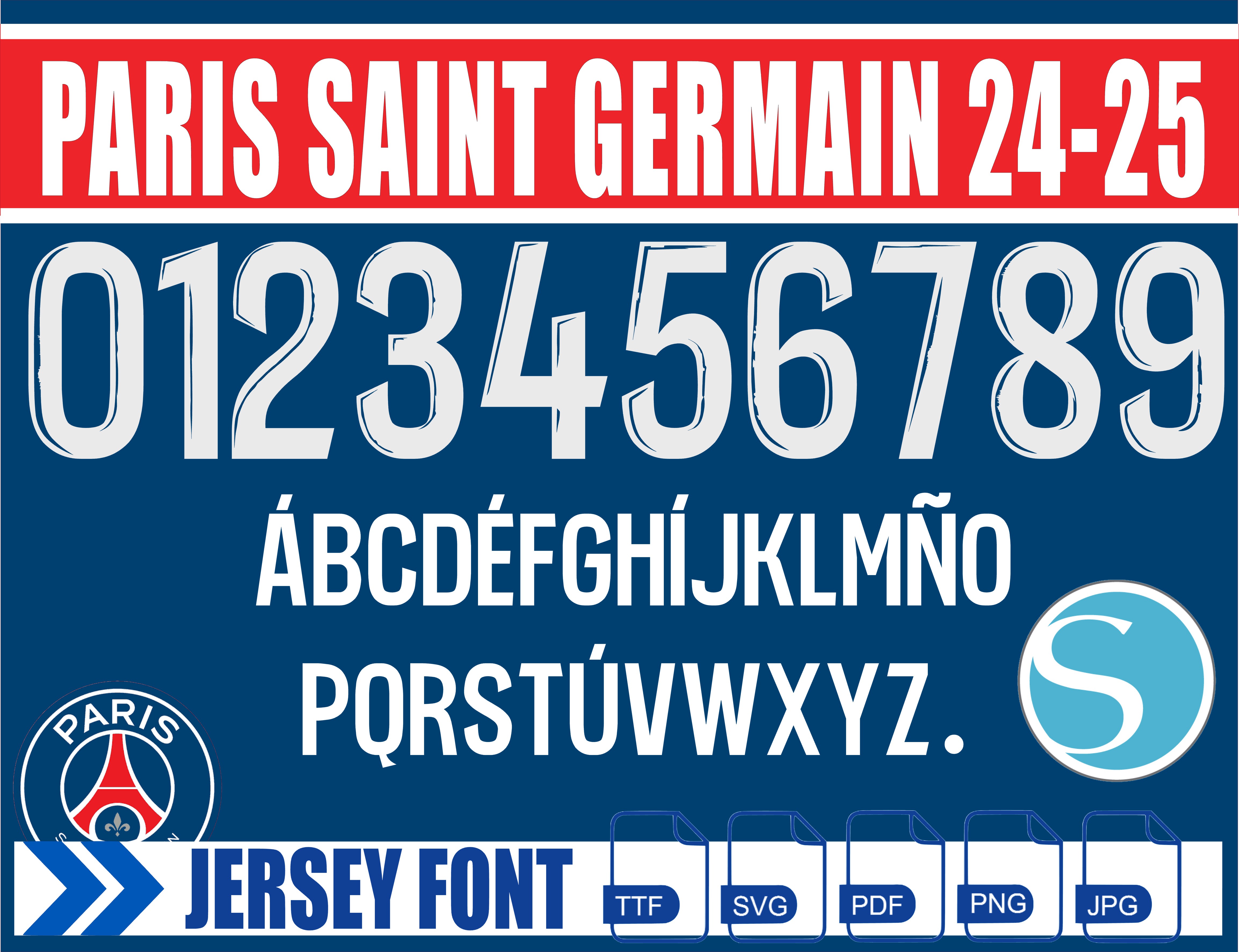 FONT PSG 2024-2025 VECTOR TTF, SVG, PDF, PNG, JPG- Digital Downloa...