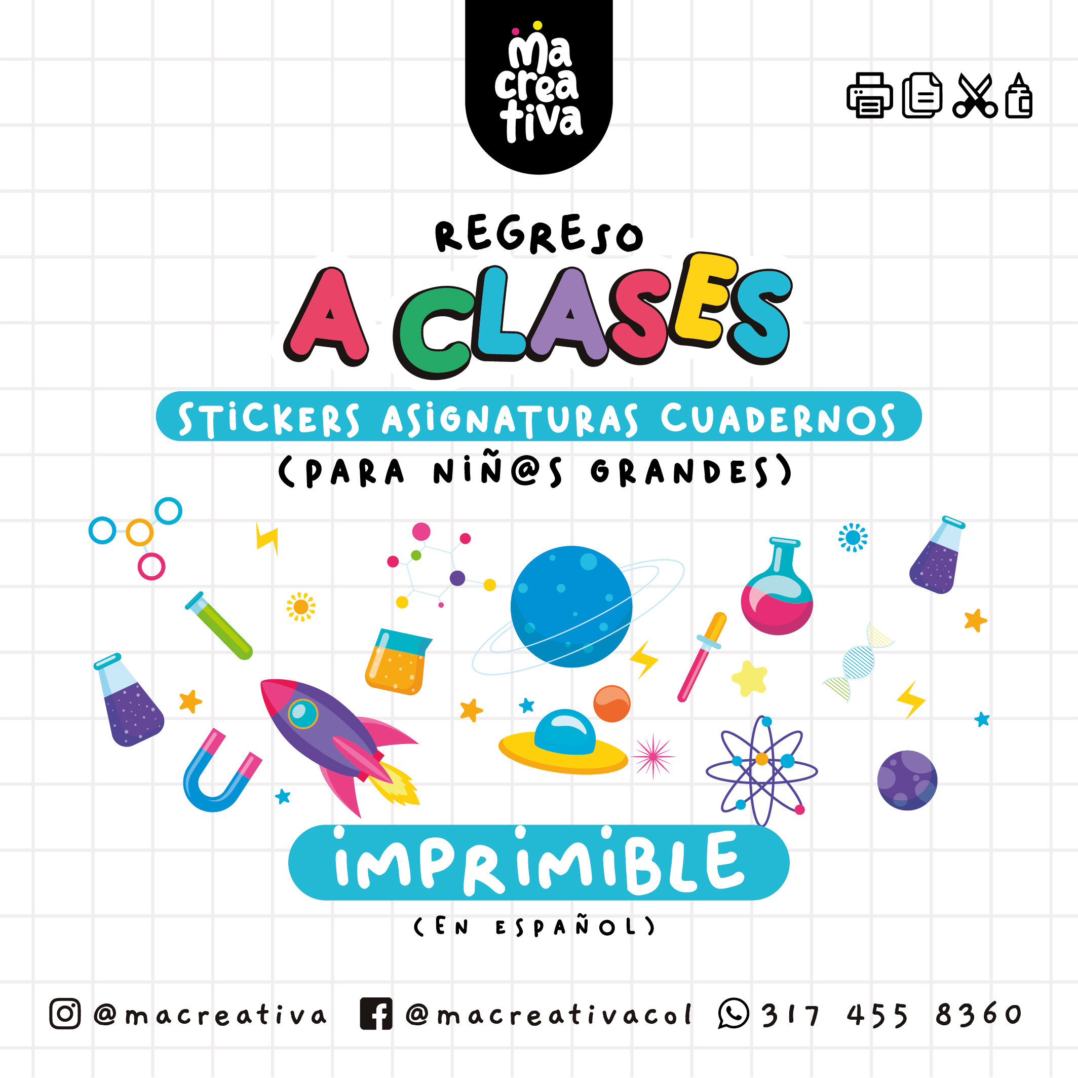 Stickers asignaturas para adolescentes. - Diana Chavarro Salazar - lucox.cl