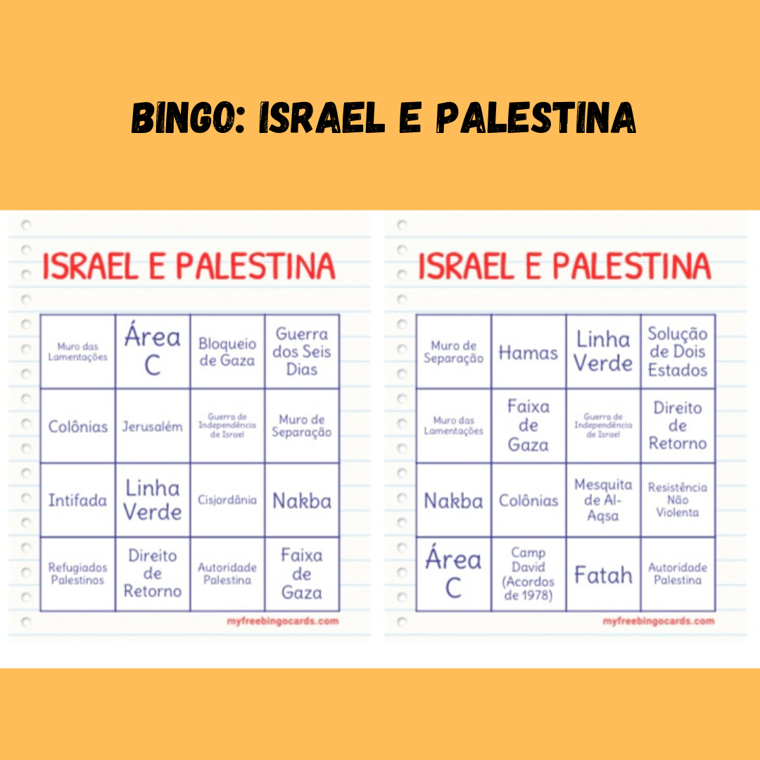 BINGO DE HISTÓRIA ISRAEL E PALESTINA