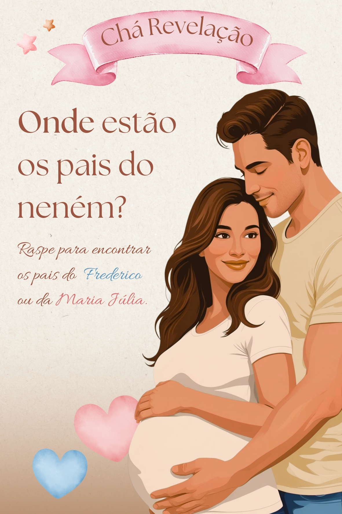 Raspadinha premiada "Onde estão meus pais?" - REVELAÇÃO AZUL E ROSA...