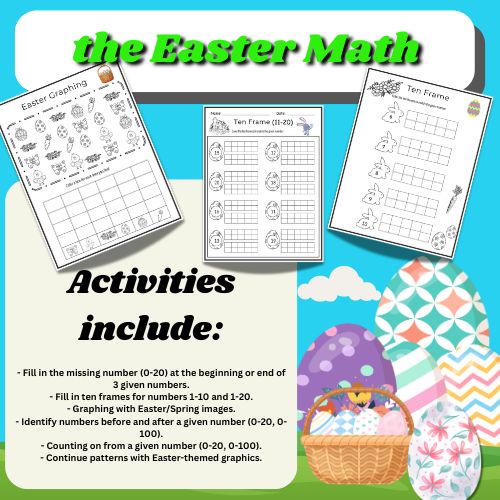 Easter Math Fun Pack Counting, Sequencing, Ten Frames, Graphing ...
