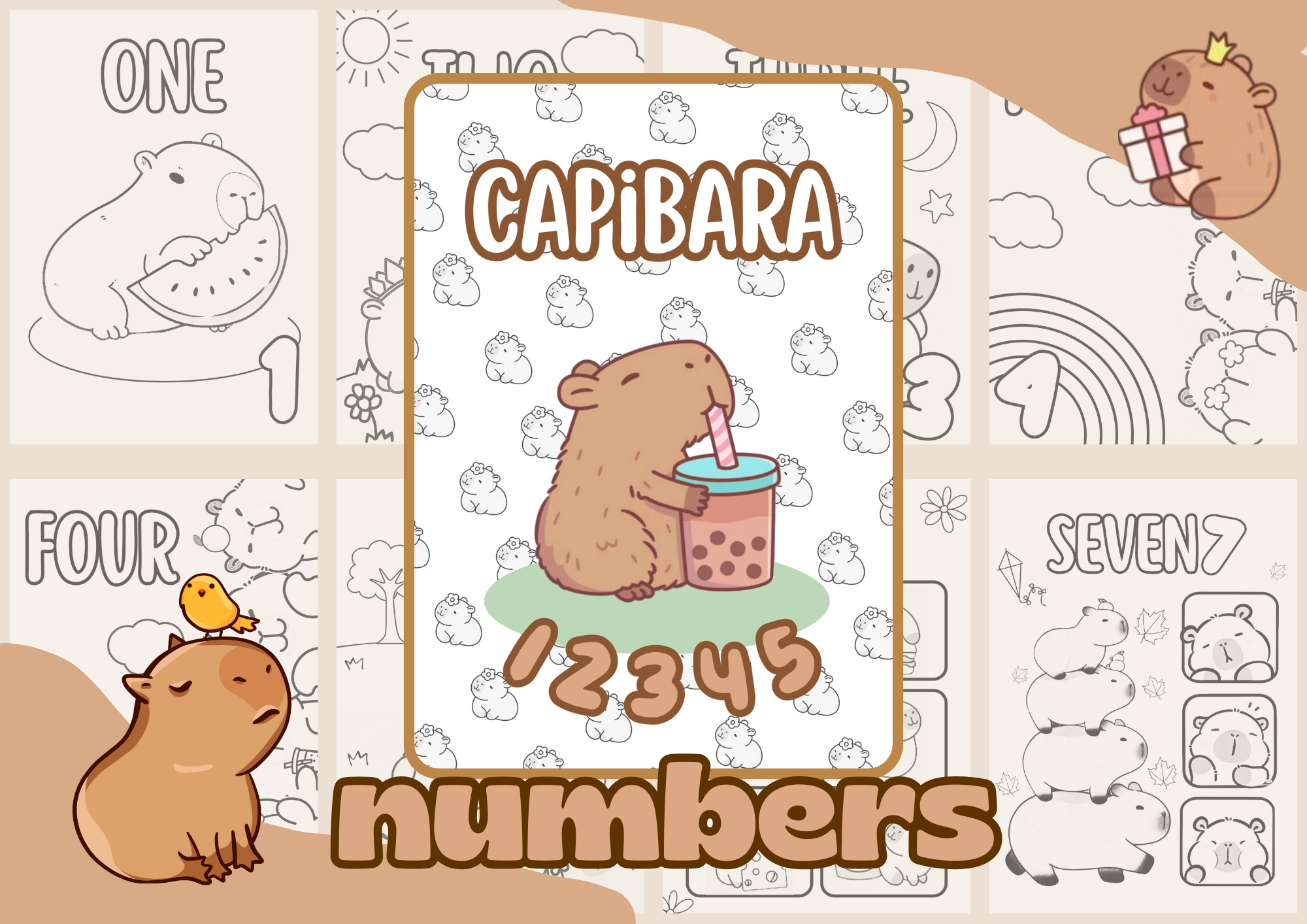 Capybaras by Numbers: A Relaxing Drawing Book - dhebora | Hotmart