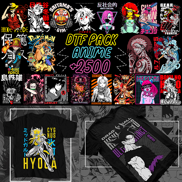 DTF Diseños Anime +2500 para Sublimar Camisetas, Tazas y Mas ! Supe...