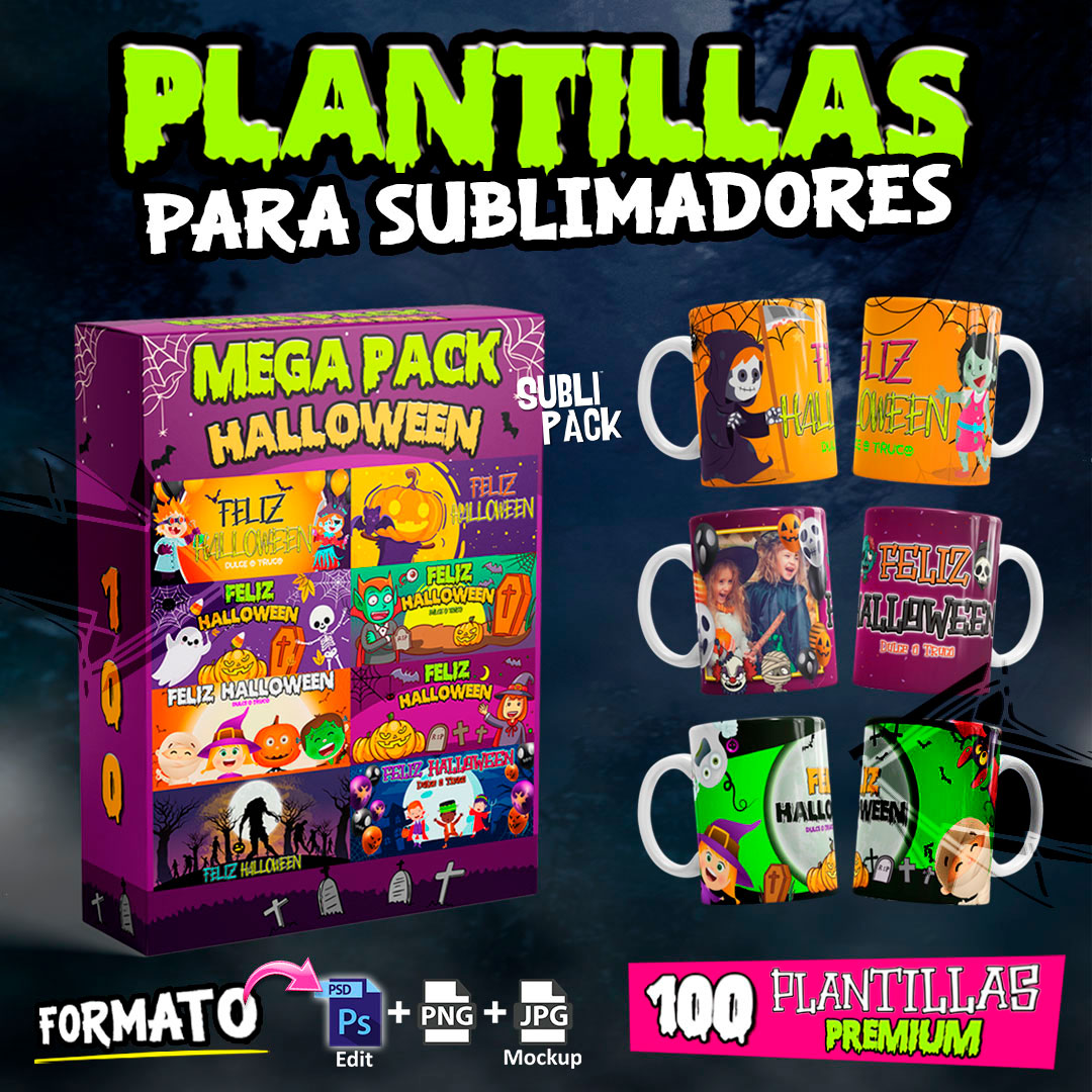 MEGAPACK HALLOWEEN (Diseños Tazas)