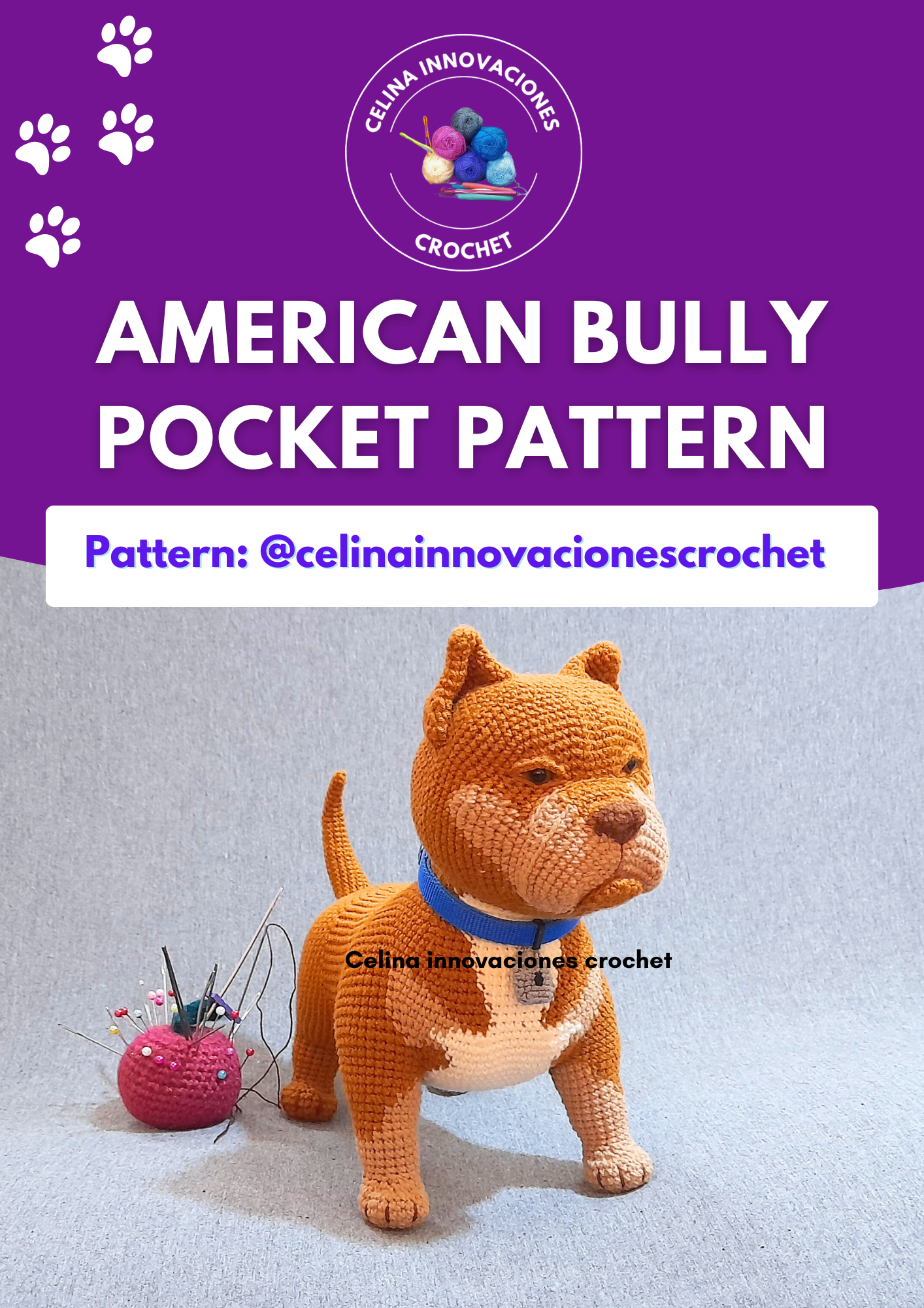 PDF PATTERN ENGLISH Pocket American Bully Puppy Amigurumi by Celina...