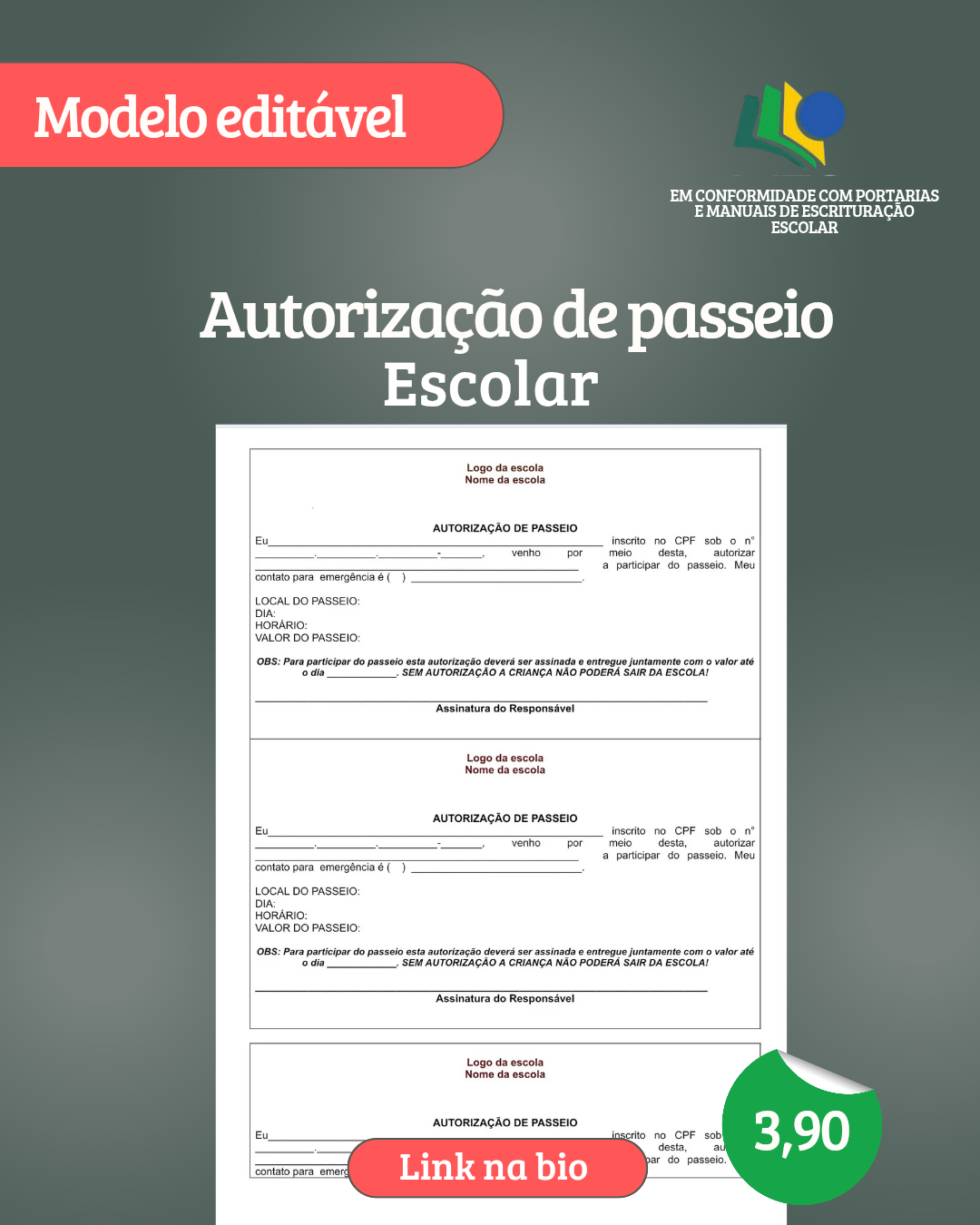 Termo de Autorização Escolar - Sarah Mota | Hotmart