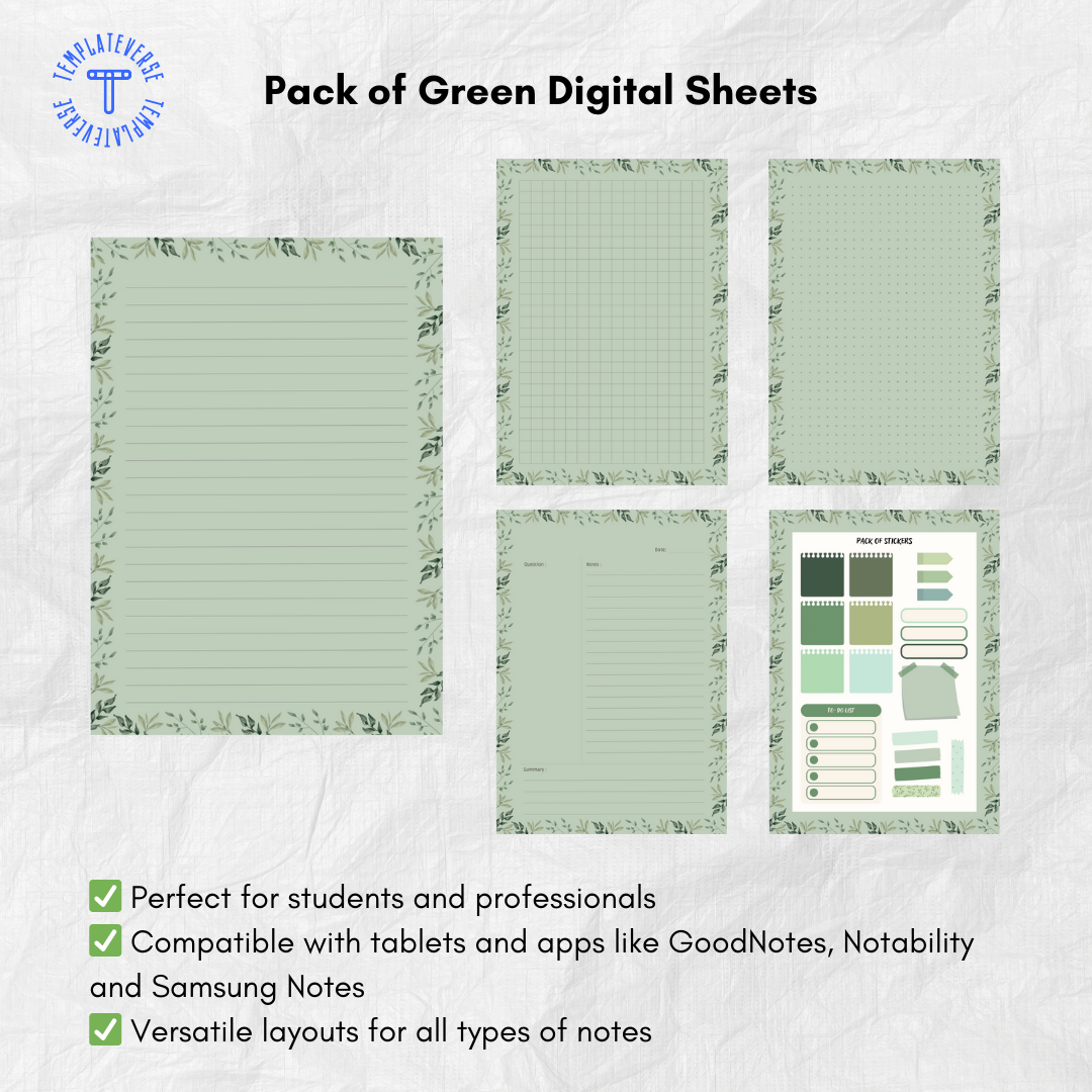 Pack of Green Digital Sheets