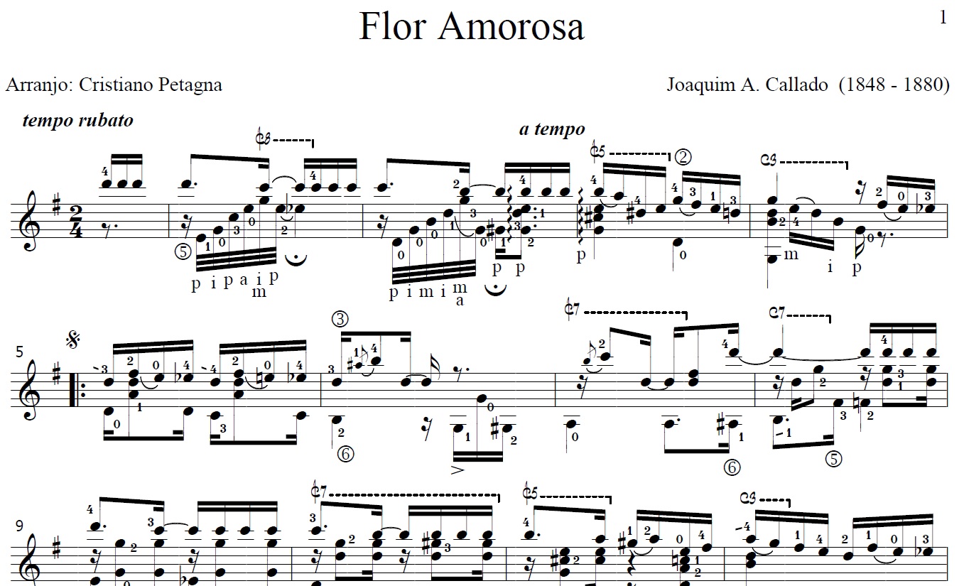 Flor amorosa (Joaquim A. Callado). Arranjo para violão solo de ...