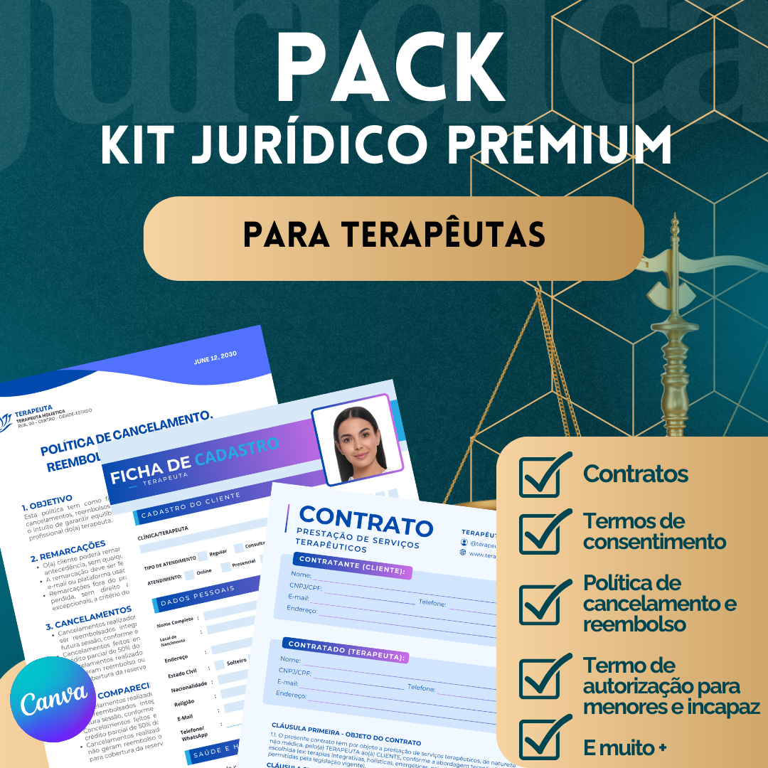 PACK KIT JURÍDICO PREMIUM PARA TERAPEUTAS HOLÍSTICOS E SISTÊMICOS