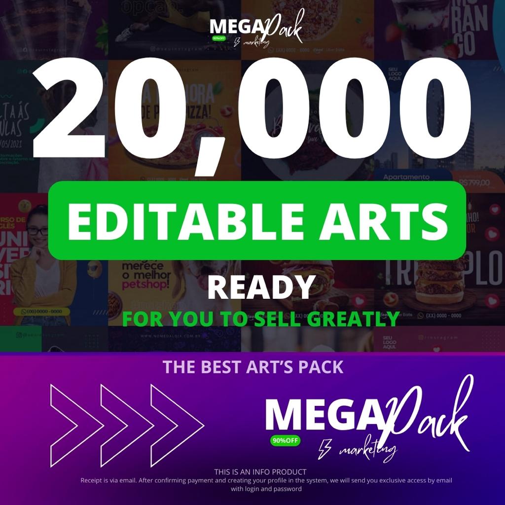 Mega Pack Premium 20,000 Editable Arts + Ebook Ultimate Guide to Editing in Canva