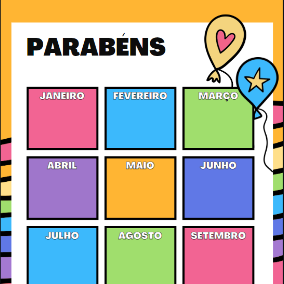 CARTAZ DE ANIVERSARIANTES - SALA DE AULA - Ateliê Edu | Hotmart