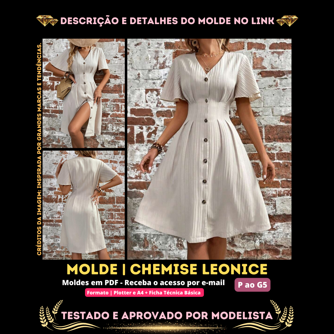 [Molde em PDF] - Chemise Leonice. ID 3788641 [P ao G5]
