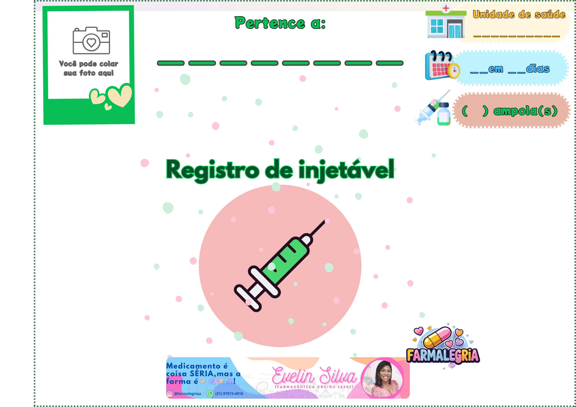 Planilha de registro de injetáveis - FARMALEGRIA | Hotmart