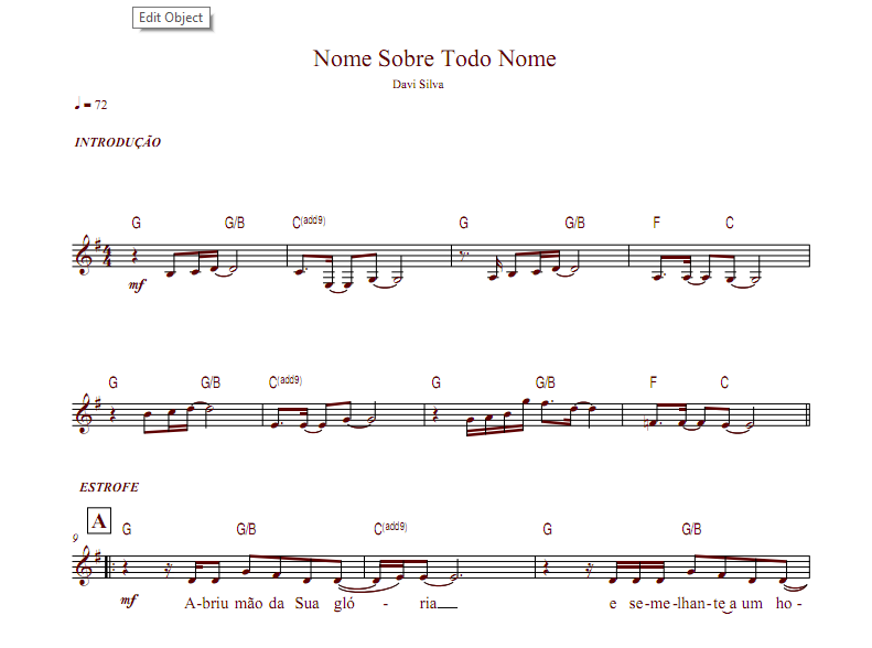 Nome Sobre Todo Nome Davi Silva - Cifra - melodia e Letra