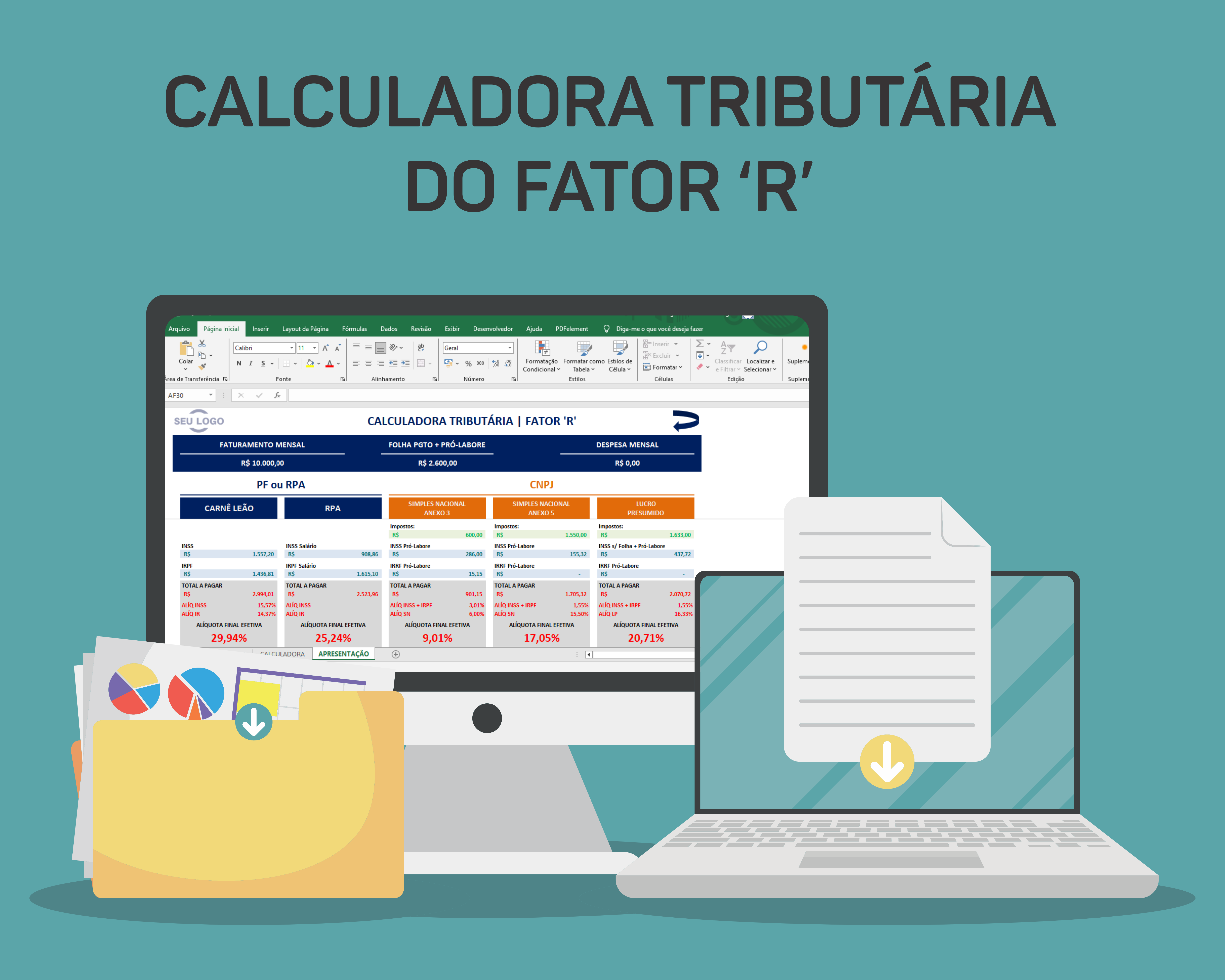 PLANILHA - CALCULADORA TRIBUTÁRIA - FATOR 'R' - CALCX CONSULTORIA
