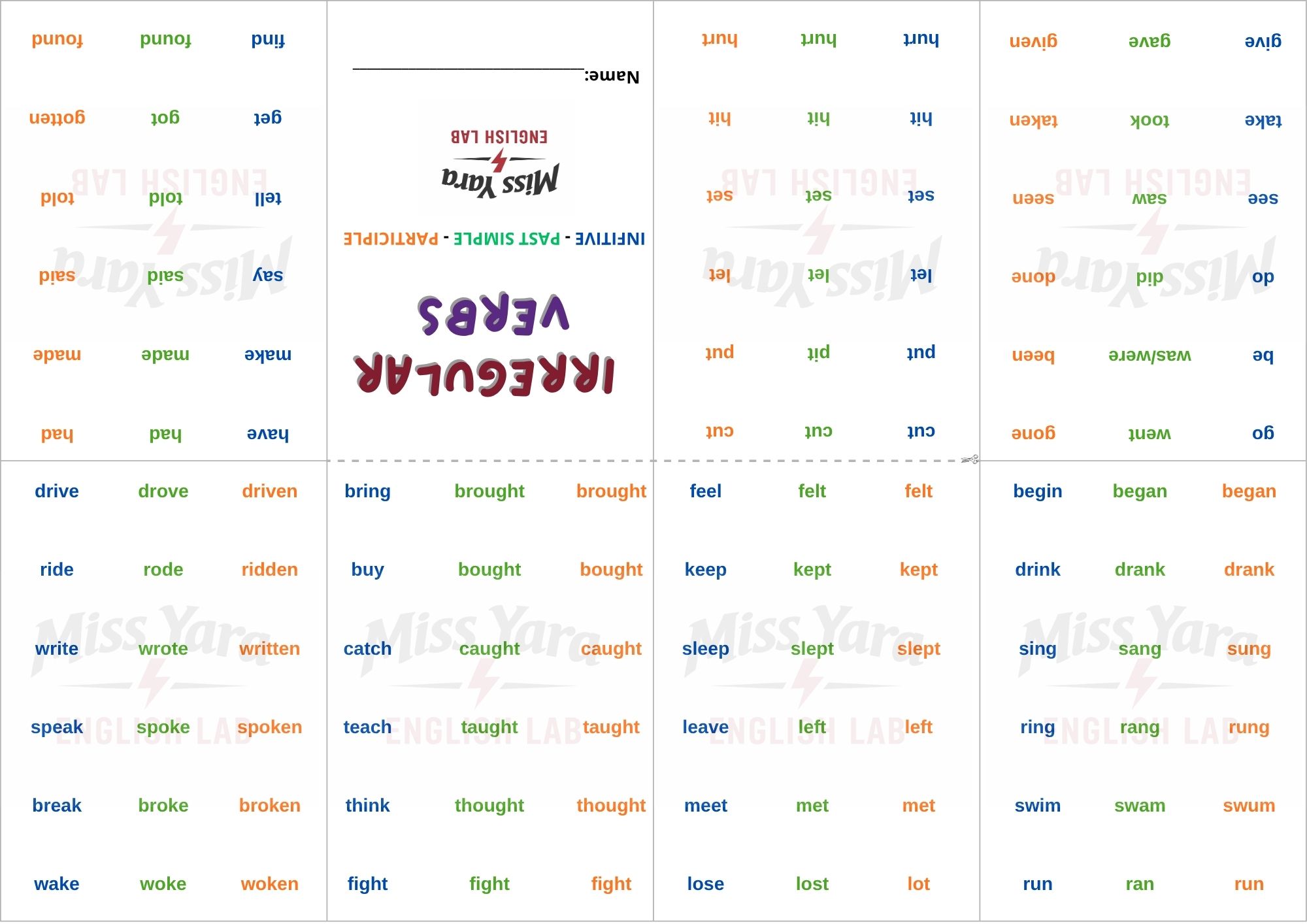 Irregular Verbs Mini Booklet For ESL - Yara Fernández | Hotmart