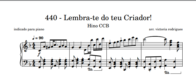 Hino CCB 440 - piano - Victoria Rodrigues | Hotmart