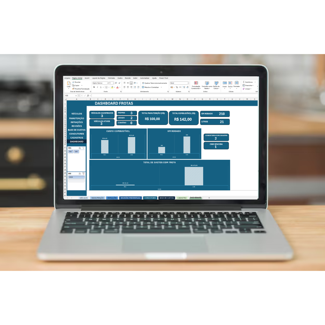 Planilha Controle De Frotas Com Indicadores e Checklist - Dihego Tr...