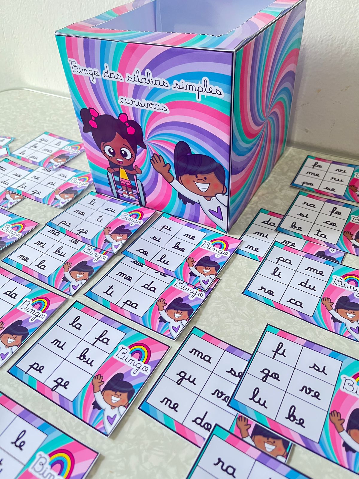 Bingo das Sílabas Simples Cursivas - Arco-íris Recursos Pedagógicos...