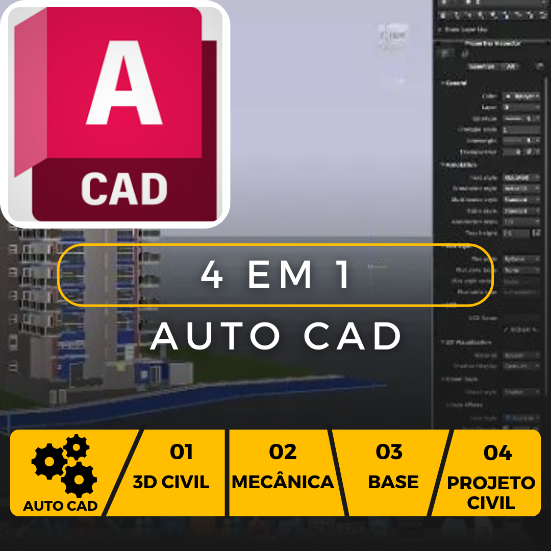 Curso AutoCAD - 4 em 1 - Video aulas em plataforma externa. - Unice...