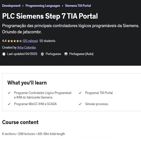 PLC Siemens Step 7 TIA Portal - Artur Colombo | Hotmart PLC Siemens Step 7 TIA Portal - Artur Colombo | Hotmart