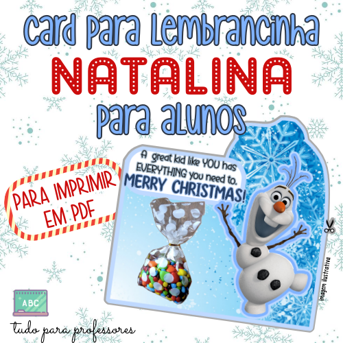 CARD PARA DOCES NO TEMA OLAF - MERRY CHRISTMAS