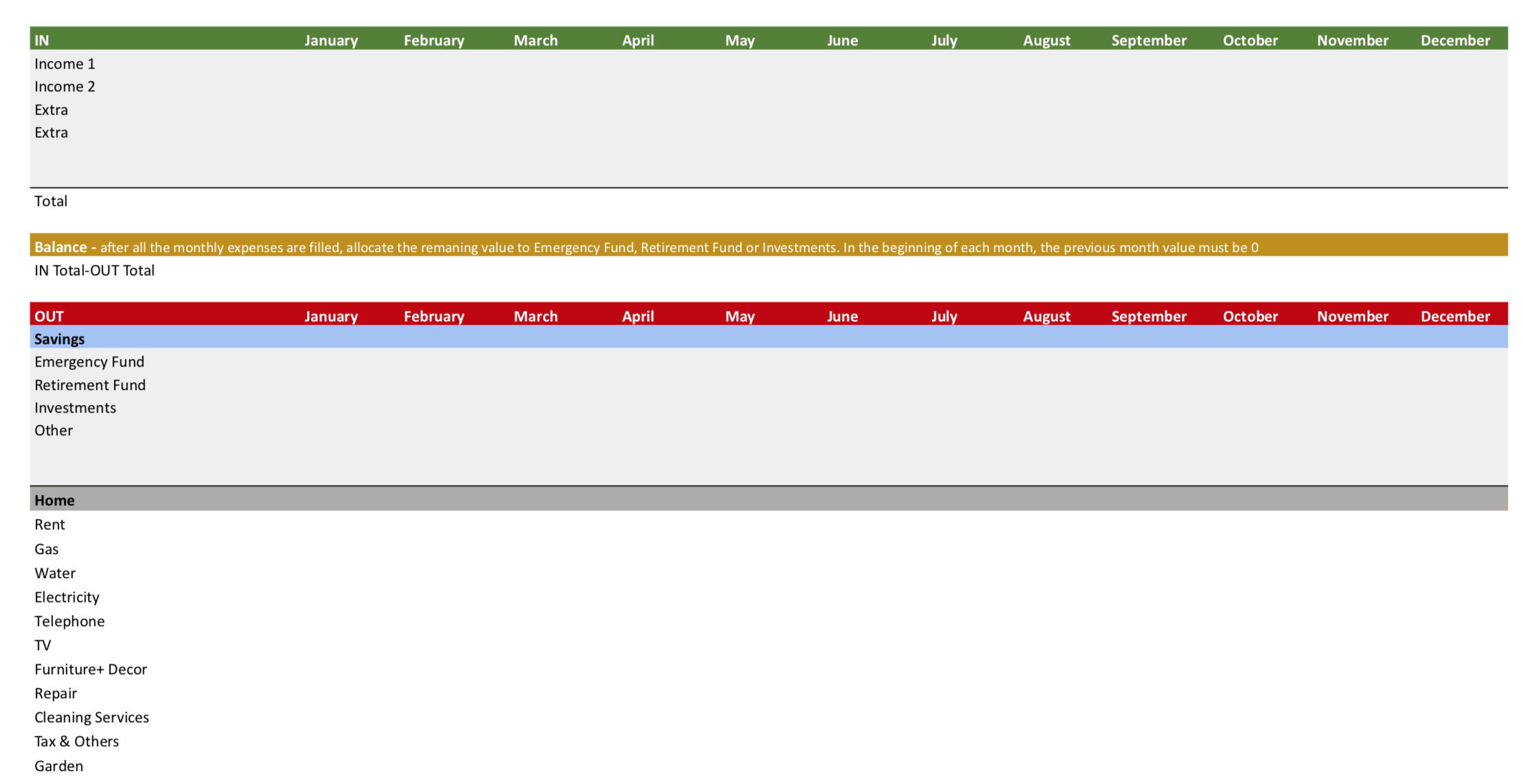 Annual Excel Tracker - Editable