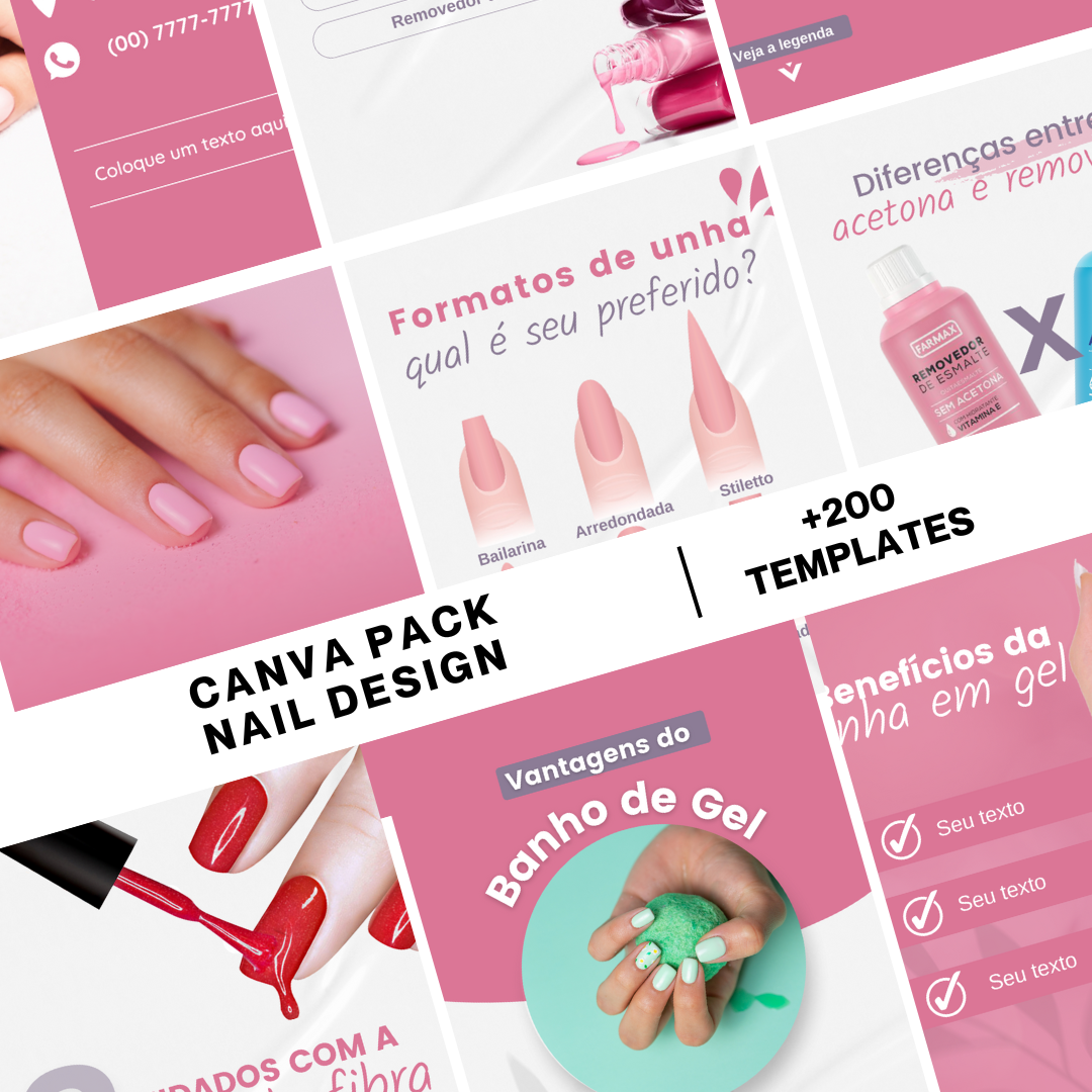 Canva Pack Nail Design - Feed Autêntico | Hotmart