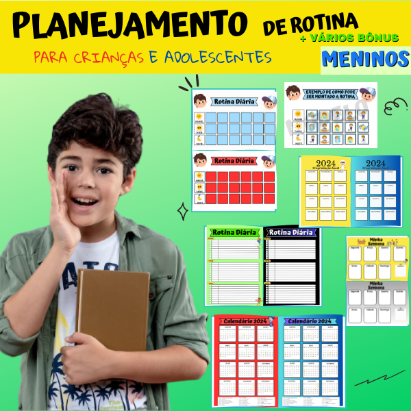 Planejamento de Rotina para Crianças e Adolescentes - MENINOS