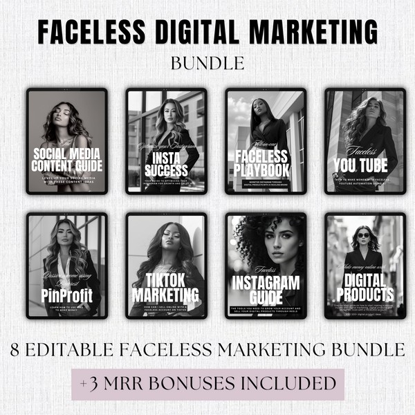 DFY Product: Faceless Digital Marketing Bundle with PLR and MRR