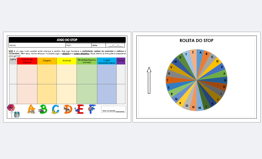 Jogo do Stop/Adedonha + Roleta