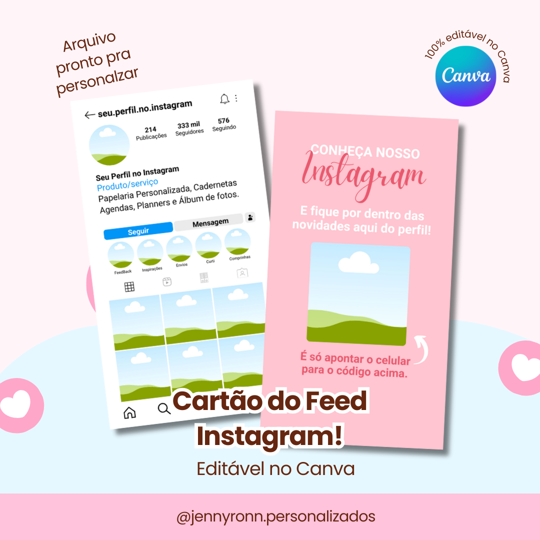 SEU FEED - CARTÃO FEED INSTAGRAM - Modelo do Canva JennyRonn - Jenn...