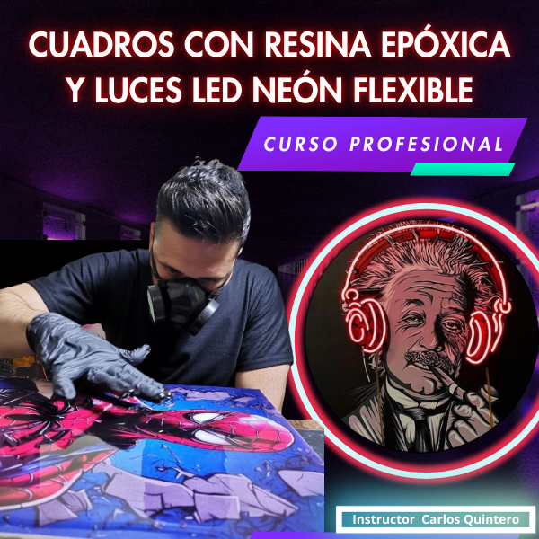 Cuadros con resina epóxica y luces LED neón flexible - Carlos David...