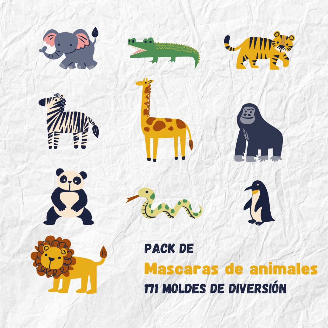 Kit imprimible de máscaras de animales para niños - Andrés Castro F...