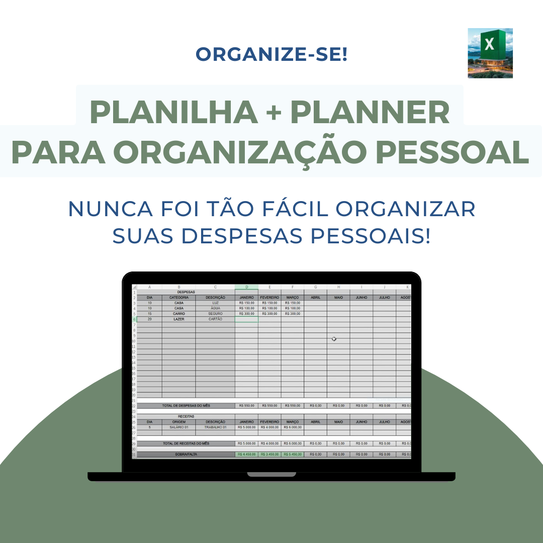 Organize-se! Planilha + Planner para Organização Pessoal - Gabriel ...