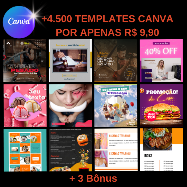 TEMPLATES CANVA + 4.500 + 3 BÔNUS - Myla Store | Hotmart